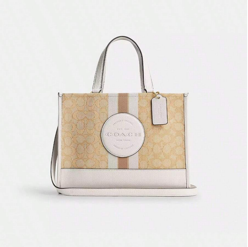 Coach Dempsey Carryall In Signature Jacquard Chalk W Stripe & Coach ...